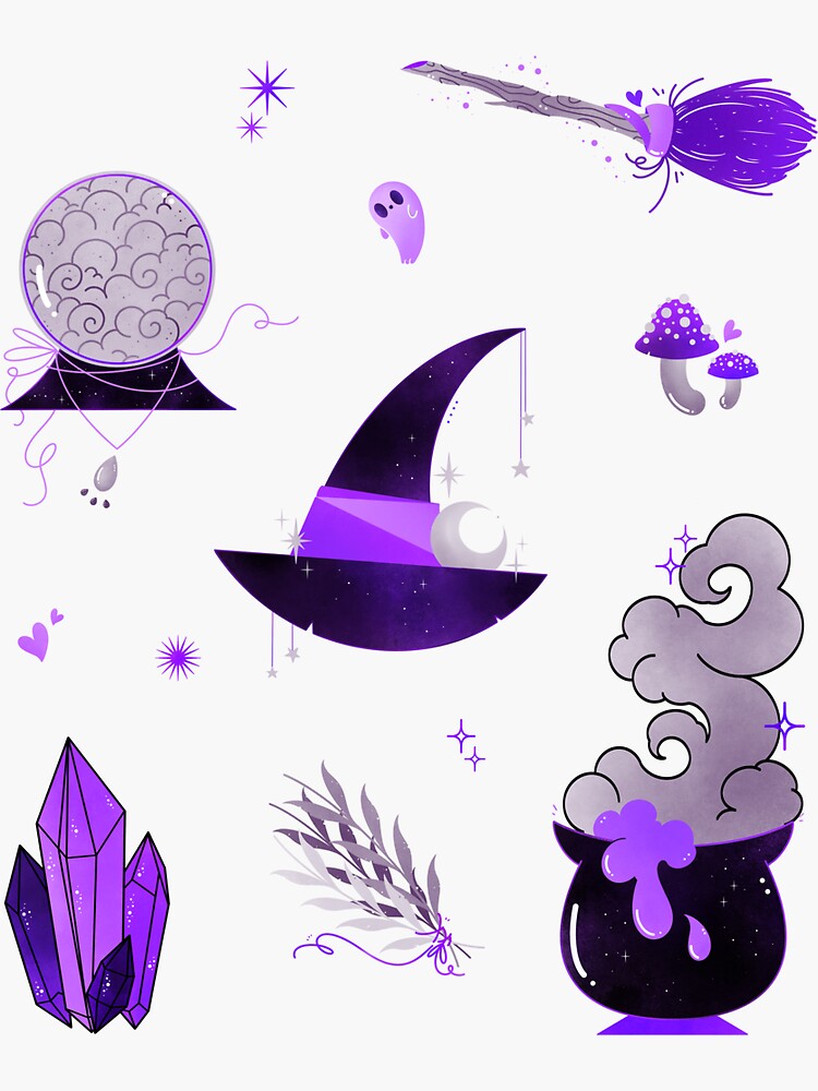 "Purple magical witchy pattern " Sticker for Sale by Texdoodles | Redbubble