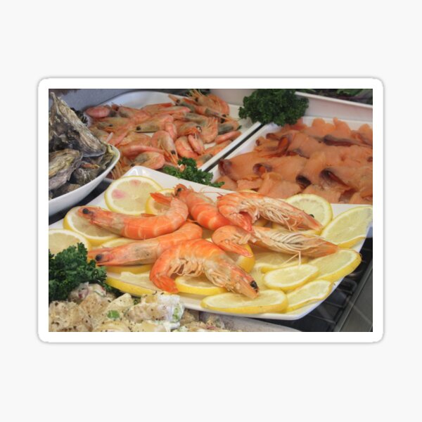 "Fresh Seafood" Sticker for Sale by lezvee | Redbubble