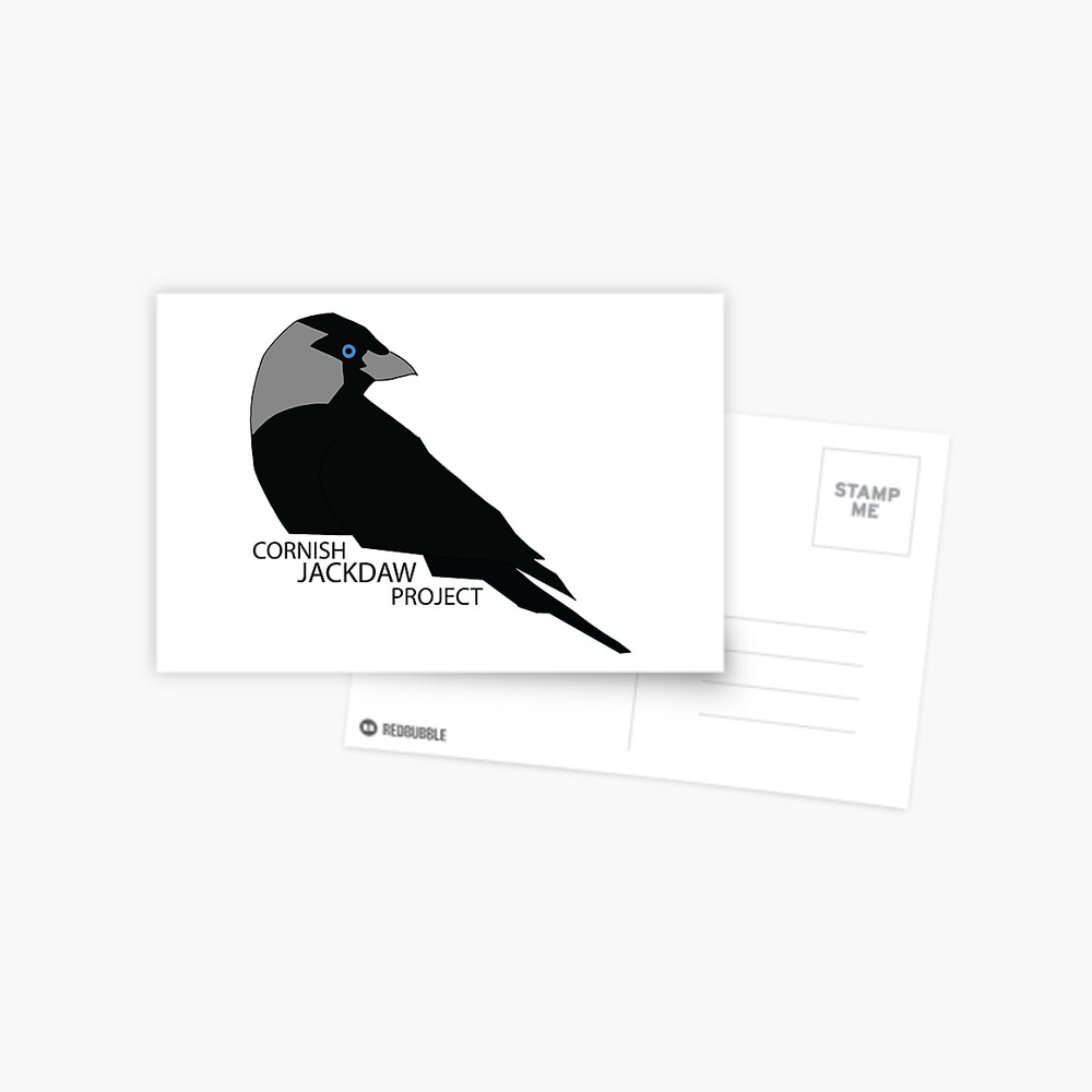 "Cornish Jackdaw Project - logo" Postcard for Sale by alexcones | Redbubble