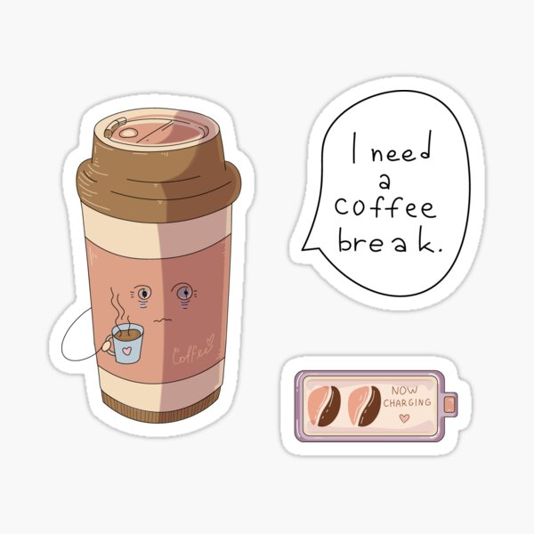 "coffee charging battery - i need a break" Sticker for Sale by ...