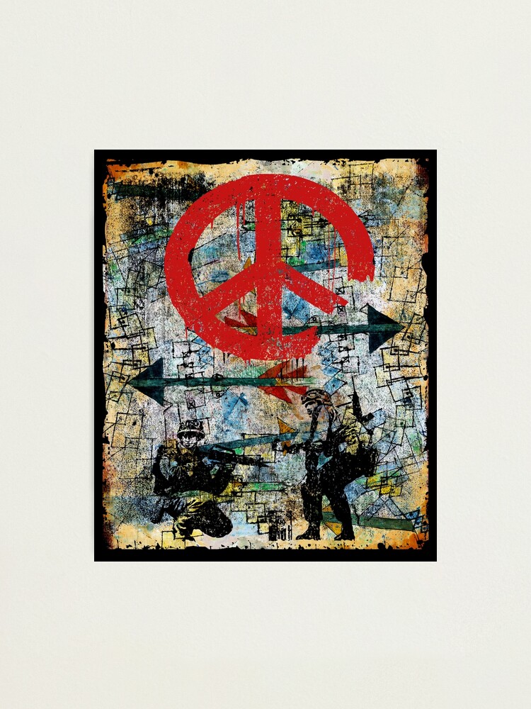 "Banksy Art Soldiers Painting Peace Symbol" Photographic Print by ...