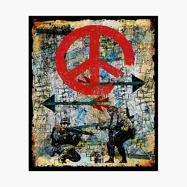 "Banksy Art Soldiers Painting Peace Symbol" Photographic Print by ...