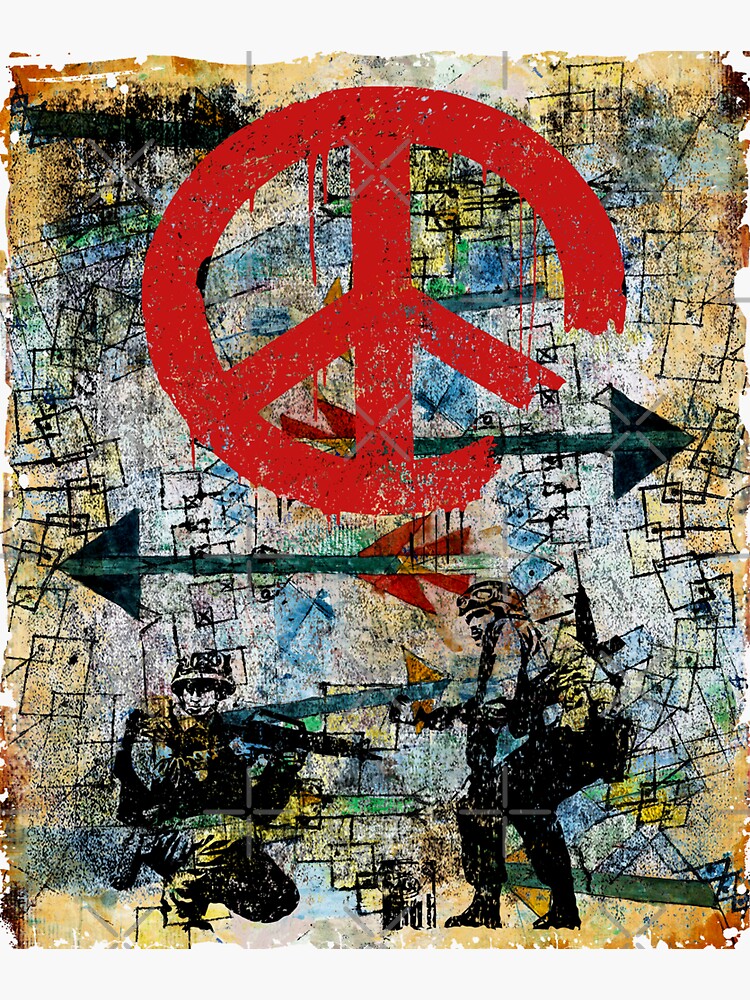 "Banksy Art Soldiers Painting Peace Symbol" Sticker for Sale by ...