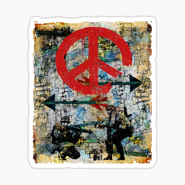 "Banksy Art Soldiers Painting Peace Symbol" Sticker for Sale by ...