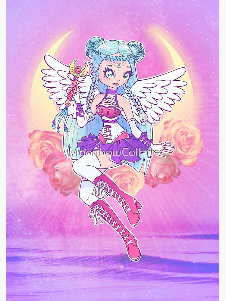 "Anime Style Magical Girl" Poster for Sale by MoonbowCollage | Redbubble
