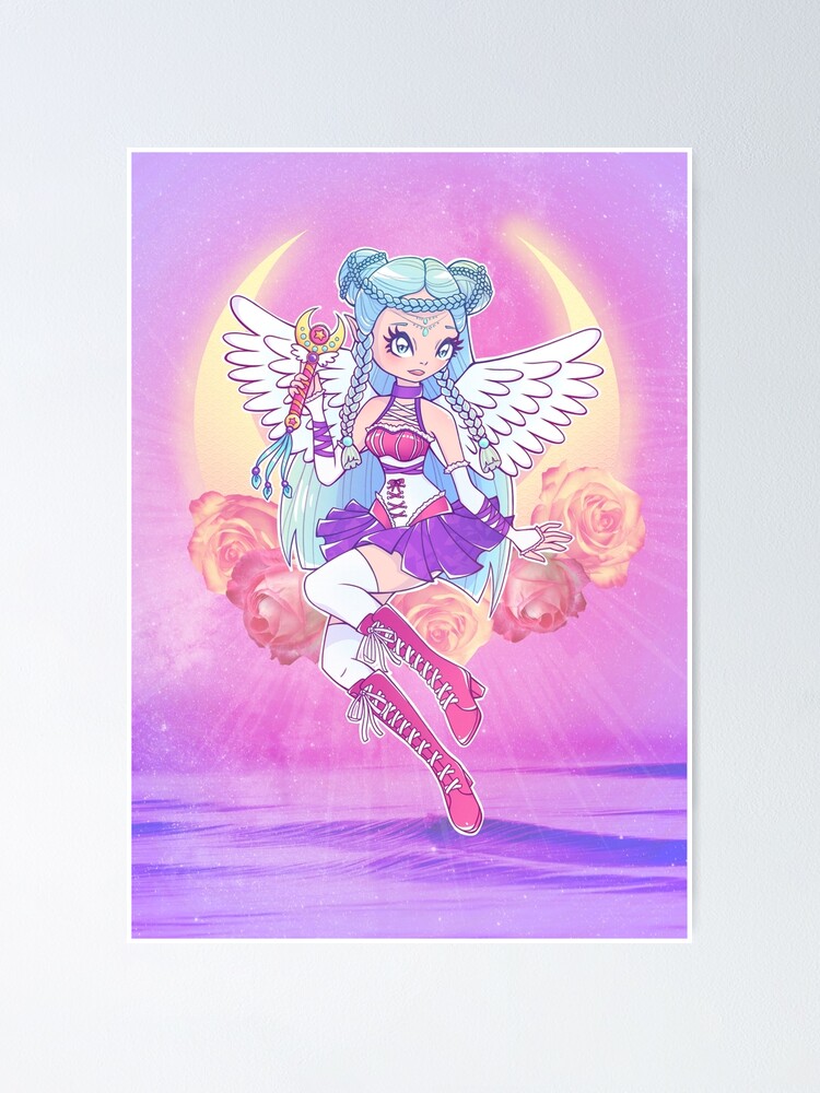 "Anime Style Magical Girl" Poster for Sale by MoonbowCollage | Redbubble