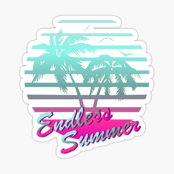 "Retro 80s Tropical Sun Vaporwave Blue Endless Summer" Sticker for Sale ...