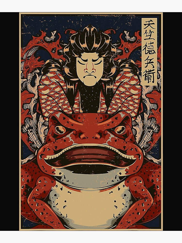 "Japanese Artwork Samurai Riding Wild Toad Nippon Kanji " Poster for ...