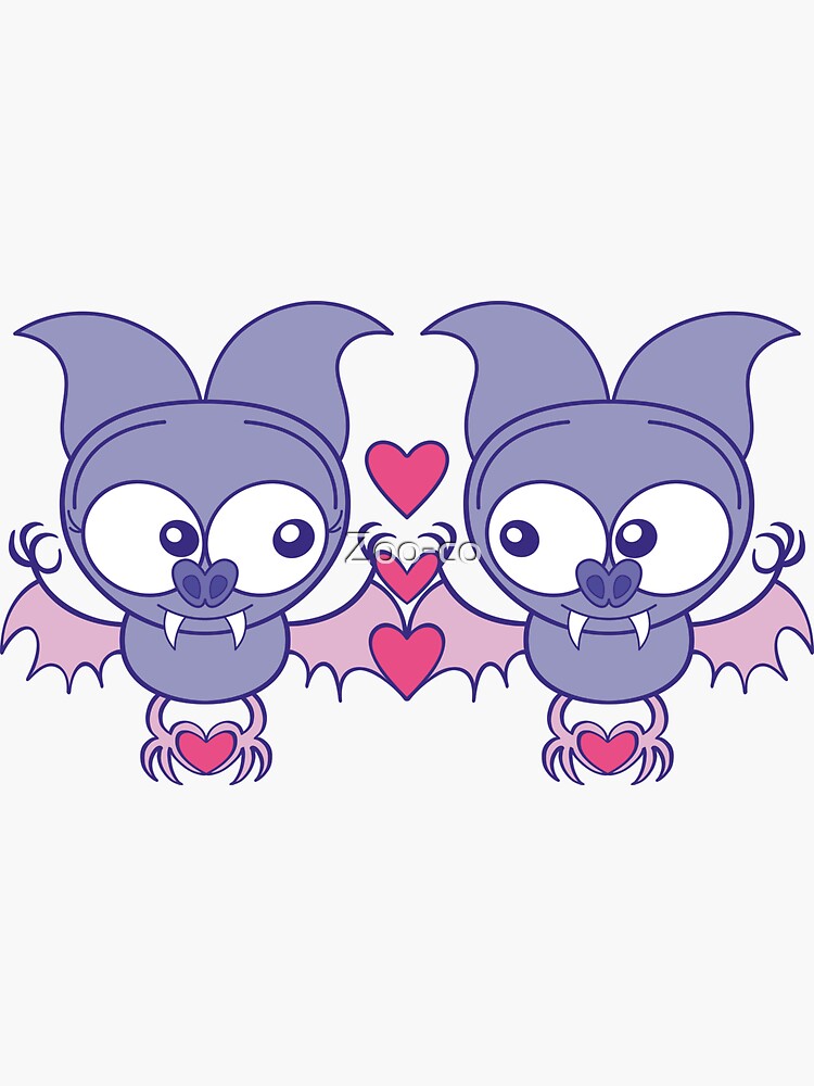 "Couple of cute bats madly falling in love" Sticker by Zoo-co | Redbubble