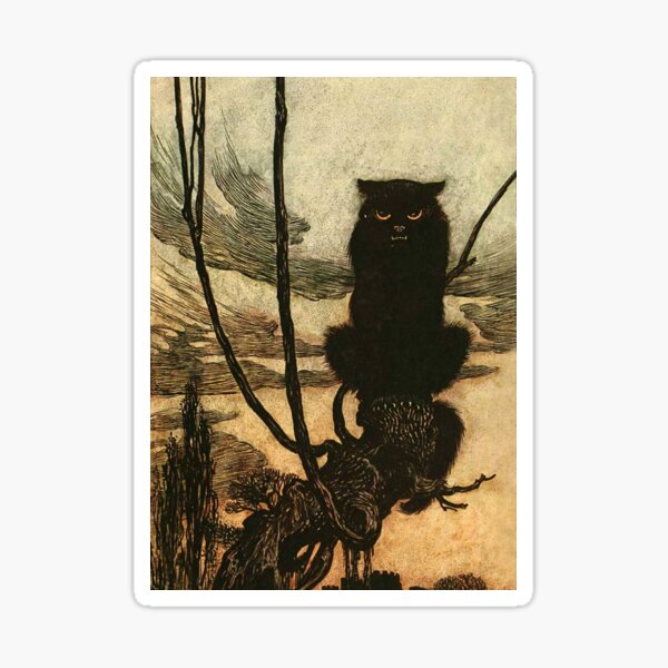 Witches and Black Cats” by Arthur Rackham" Sticker by PatricianneK ...