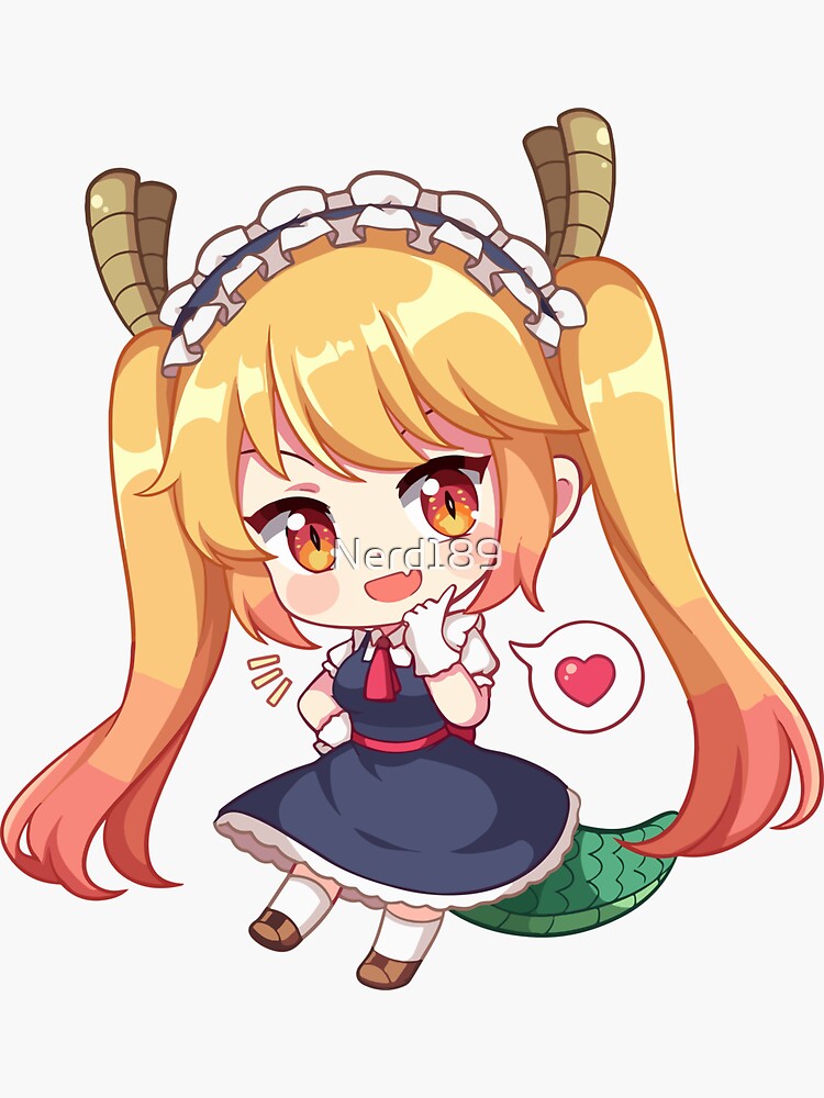 "Tohru Kobayashi Chibi Maid Dragon" Sticker for Sale by Nerd189 | Redbubble