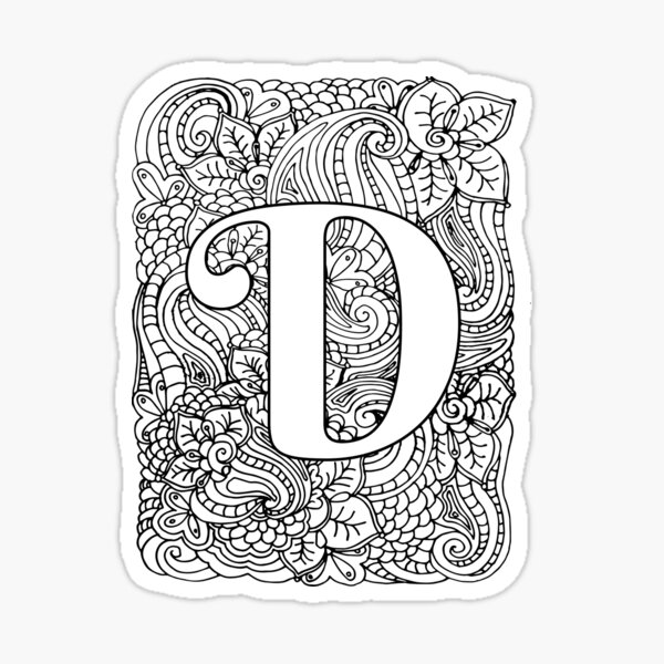 "Adult Coloring Page Monogram Letter D" Sticker for Sale by MamaSweetea ...
