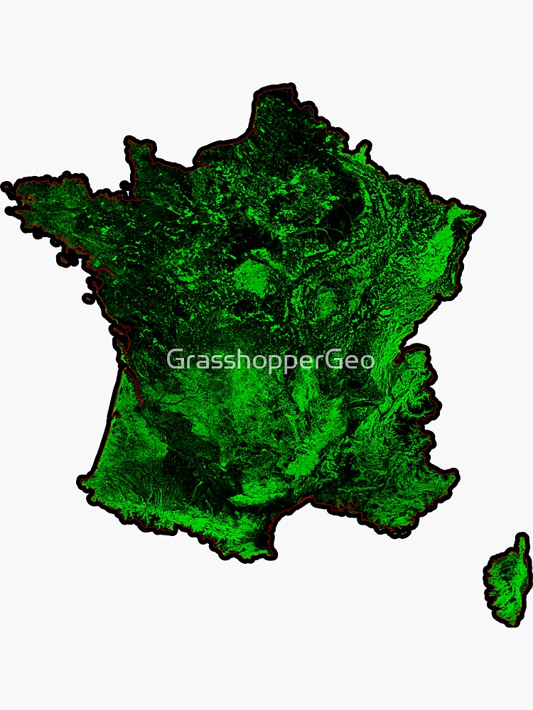 "France Forest Cover Map with Black Background" Sticker for Sale by ...