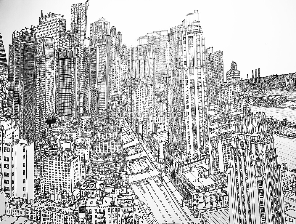 "First Avenue // NYC Manhattan Contour Drawing" by thenameisgrey ...