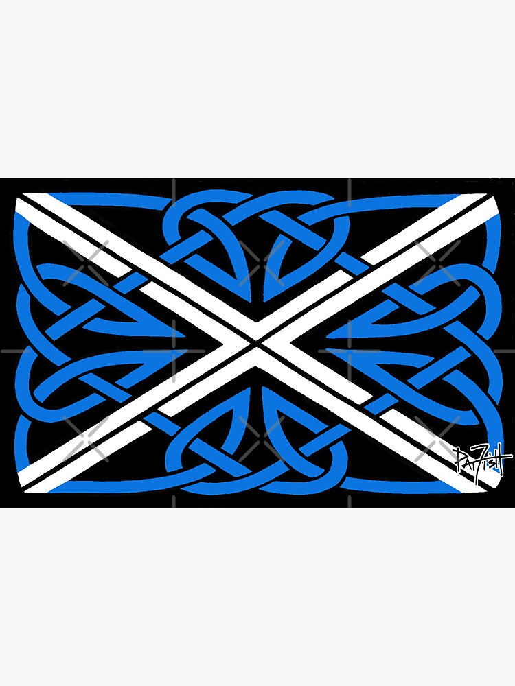 "Scottish Saltire Flag in Celtic Knotwork" Sticker for Sale by patfish ...