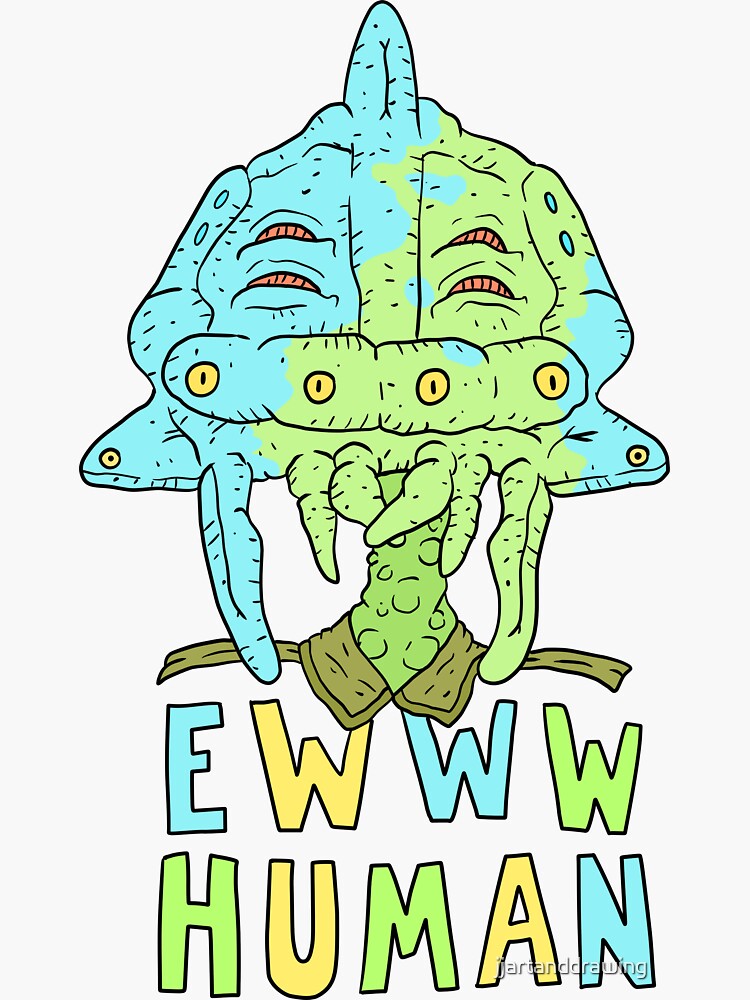 "eww humans. introverts are aliens." Sticker by jjartanddrawing | Redbubble