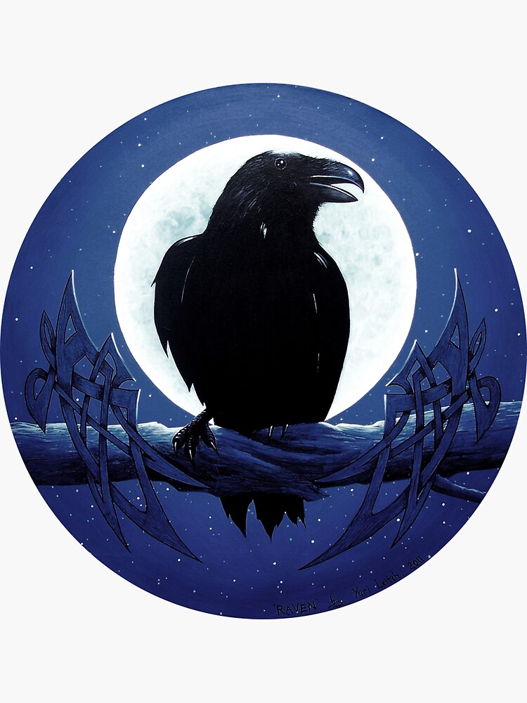 "Raven and Moon" Sticker for Sale by Yuri-Leitch | Redbubble