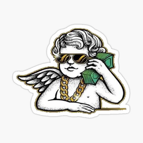 "angel cash" Sticker by camposnico | Redbubble