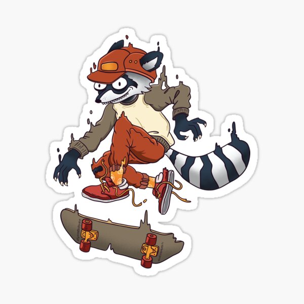 "raccoon riding a skateboard" Sticker for Sale by verlyandiya | Redbubble