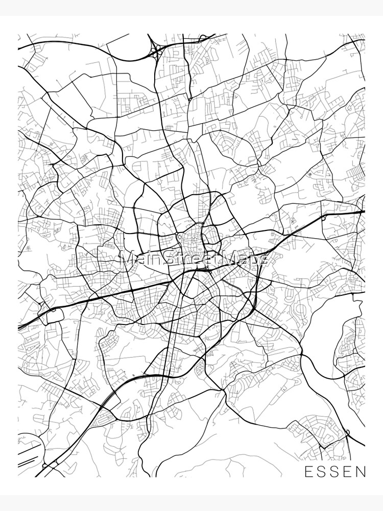 "Essen Map, Germany - Black and White" Poster by MainStreetMaps | Redbubble