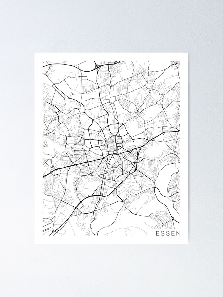 "Essen Map, Germany - Black and White" Poster by MainStreetMaps | Redbubble