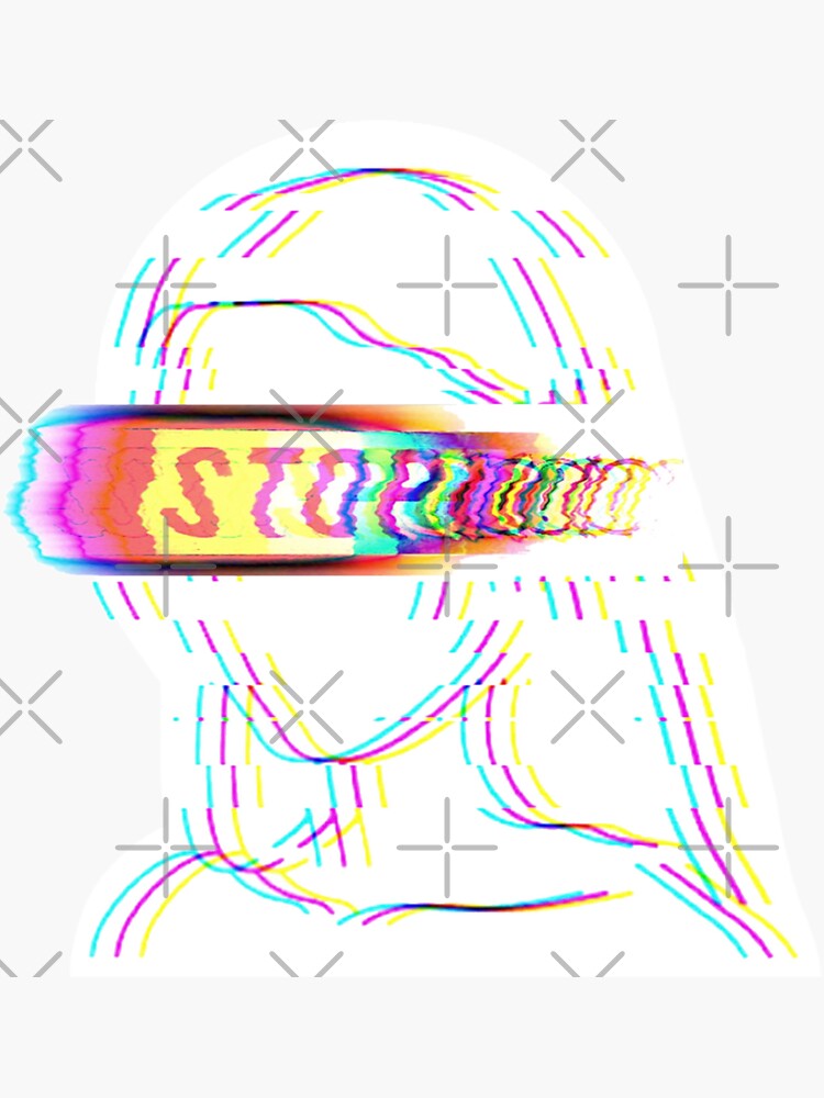 "Holographic Glitches: Stop" Sticker for Sale by edcullenrx | Redbubble