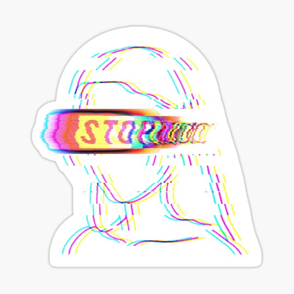 "Holographic Glitches: Stop" Sticker for Sale by edcullenrx | Redbubble
