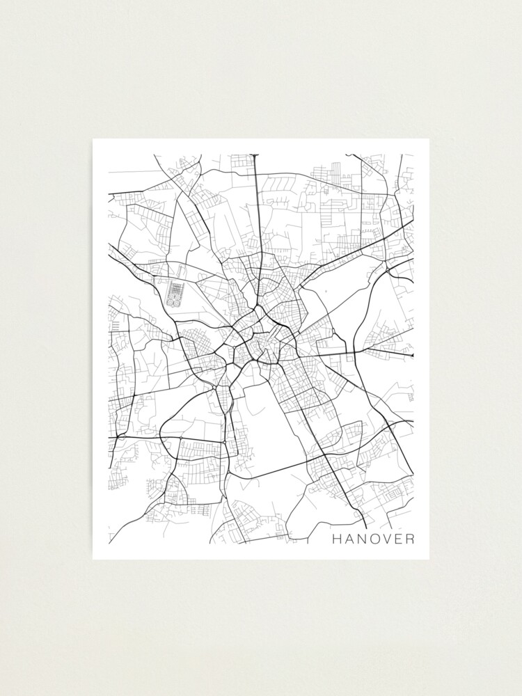 "Hanover Map, Germany - Black and White" Photographic Print by ...
