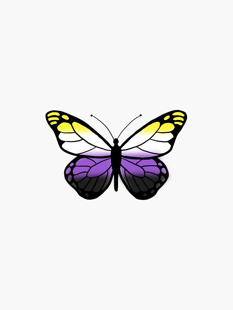 "nonbinary pride butterfly sticker" Sticker for Sale by shopdevilish | Redbubble