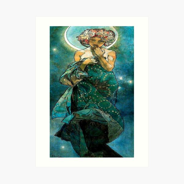 "Alphonse mucha - moonlight" Art Print for Sale by Vivanne-art | Redbubble
