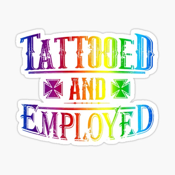 "Pride Flag Vintage Tattooed Employed" Sticker by SkyCloudBlue | Redbubble