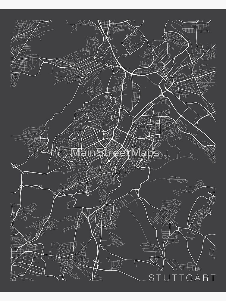 "Stuttgard Map, Germany - Gray" Poster by MainStreetMaps | Redbubble