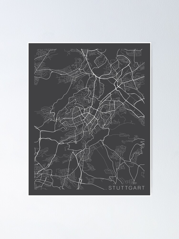"Stuttgard Map, Germany - Gray" Poster by MainStreetMaps | Redbubble