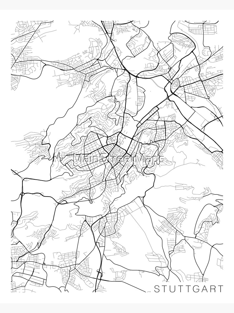 "Stuttgard Map, Germany - Black and White" Poster by MainStreetMaps ...