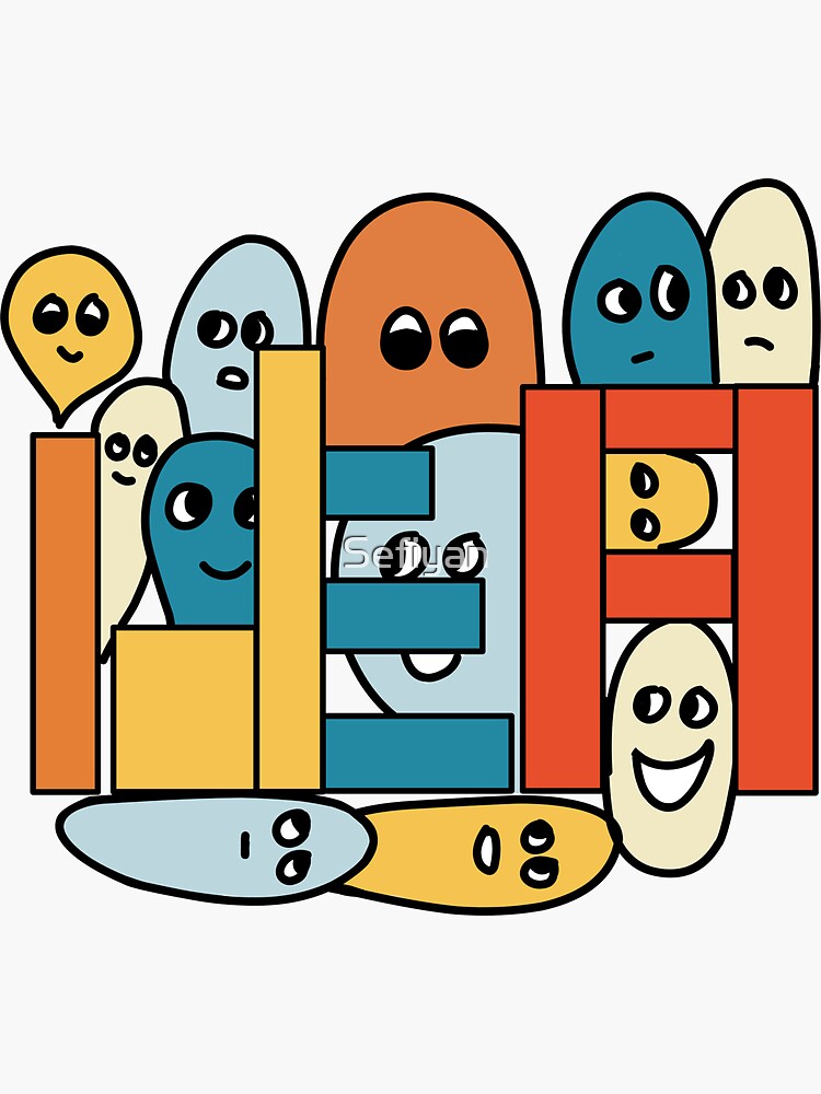 "Idea text design with cartoon character" Sticker for Sale by Sefiyan ...