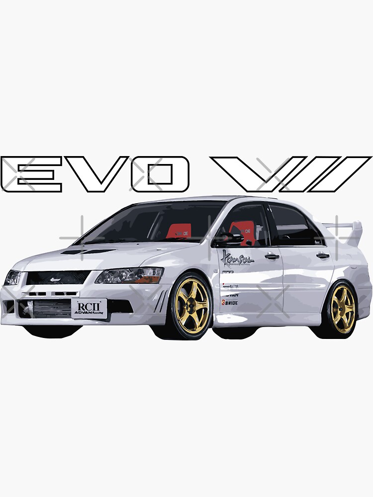 "EVO 7 ADVAN RGII KANSAI HKS SERVICE TUNED" Sticker by cowtownCOWBOY ...