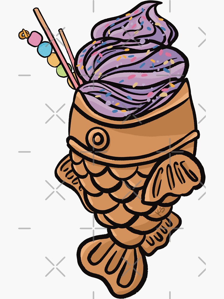 "Cute Taiyaki with outline" Sticker for Sale by KatherineBodily | Redbubble