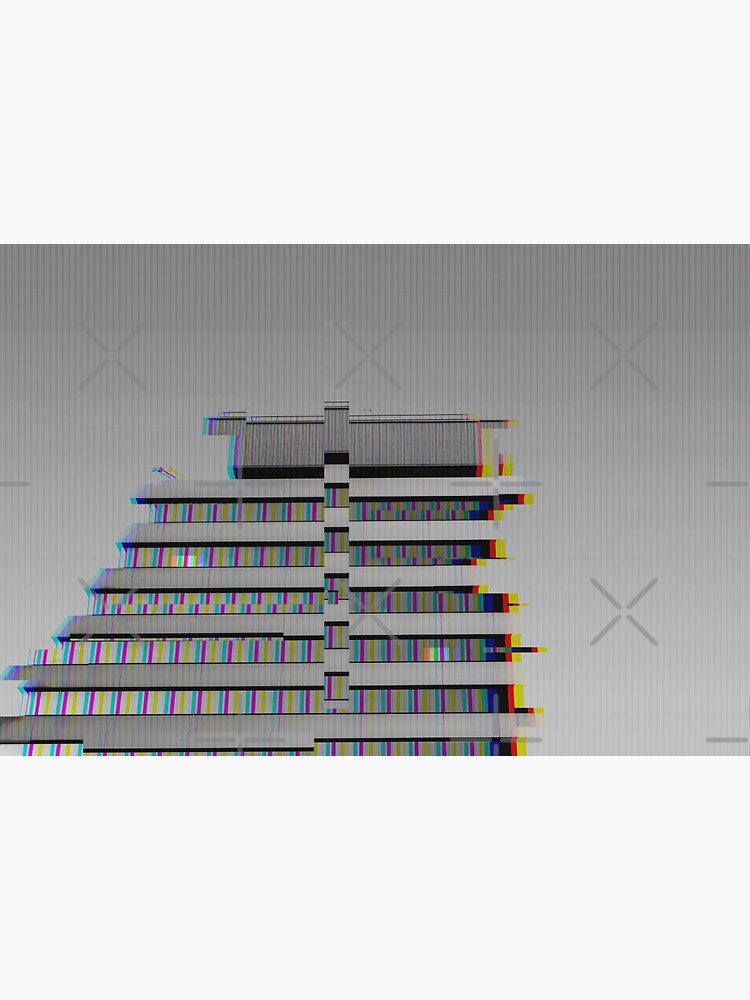 "Retro Black and White Glitch Building" Sticker for Sale by BRAINWASH ...