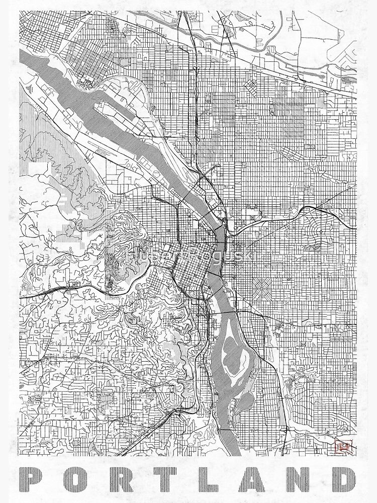 Portland City Map Line Premium Matte Vertical Poster sold by 6 ...