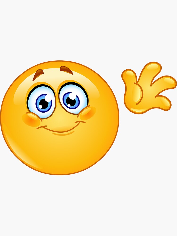 "Waving Hello Emoji" Sticker for Sale by yayayoy | Redbubble