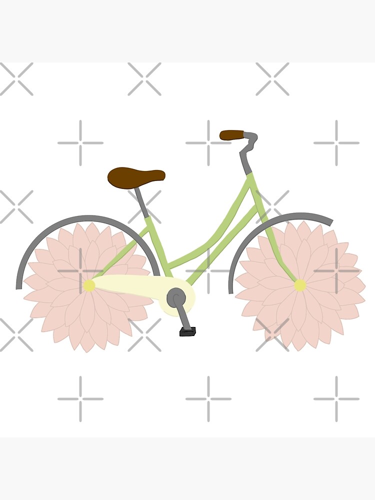 "Sage Green Bike with Pink Flowers for Wheels" Photographic Print for ...
