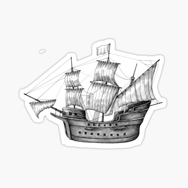 "Fine art old ship design" Sticker for Sale by luckyturtles | Redbubble