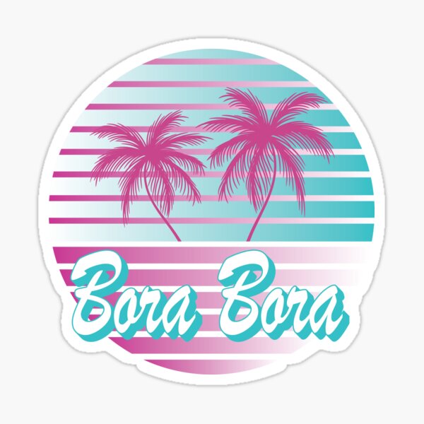 "Bora Bora Tropical Summer Retro Beach Design" Sticker by ...