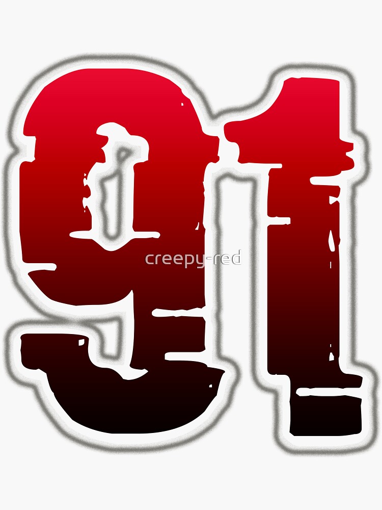 "Creepy Red Number 91" Sticker for Sale by creepy-red | Redbubble