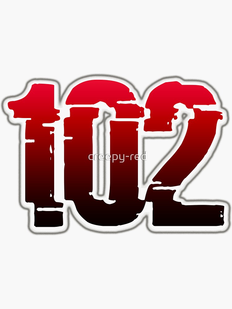 "Creepy Red Number 102" Sticker for Sale by creepy-red | Redbubble