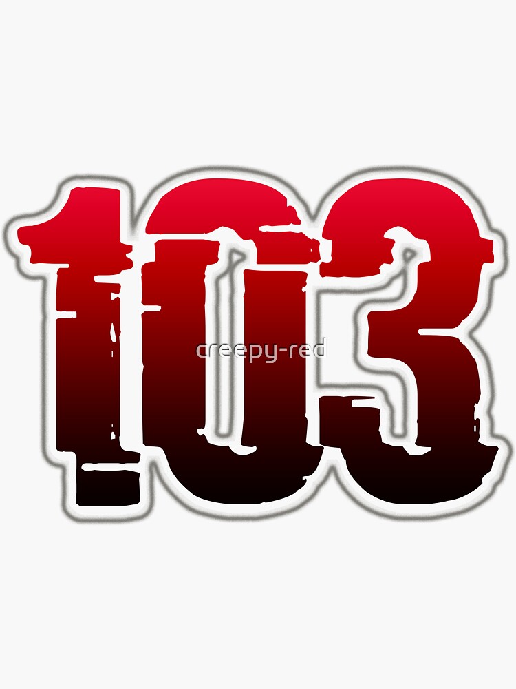 "Creepy Red Number 103" Sticker by creepy-red | Redbubble