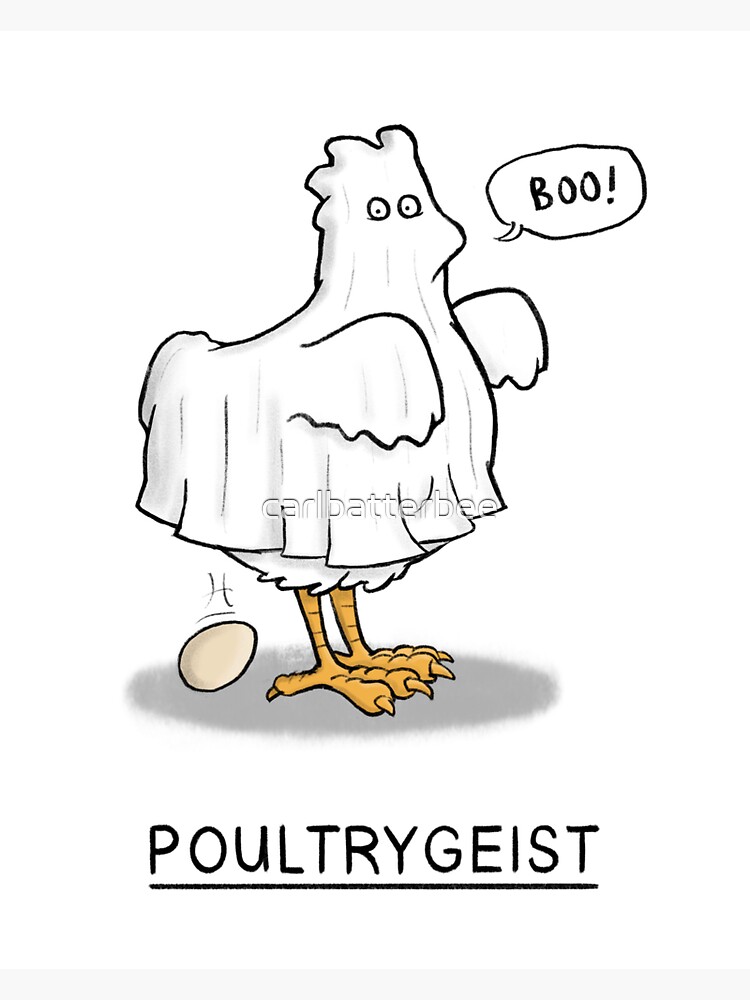 "Poultrygeist - Chicken Ghost Pun" Sticker for Sale by carlbatterbee ...