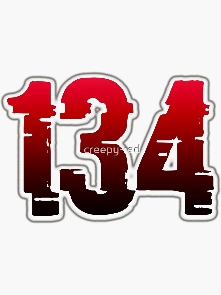"Creepy Red Number 134" Sticker by creepy-red | Redbubble