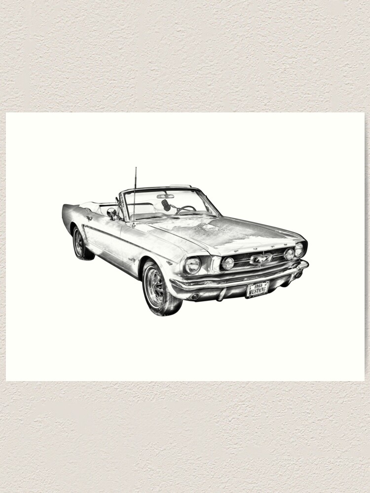 "1965 Red Ford Mustang Convertible Drawing" Art Print by KWJphotoart ...