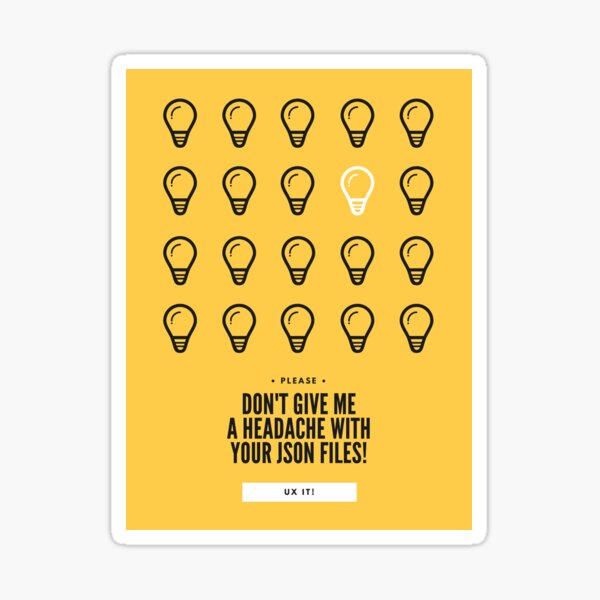 "Headache JSON Files" Sticker for Sale by HumanXSystems | Redbubble